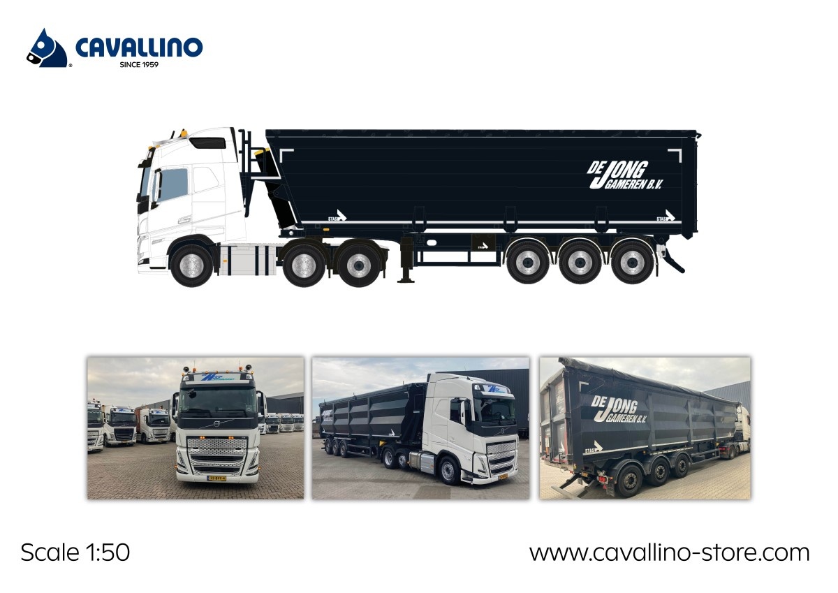 Cavallino Volvo FH5 Glob. 6x2 with 3-axle tipper trailer DE HOOP Wegtr ...
