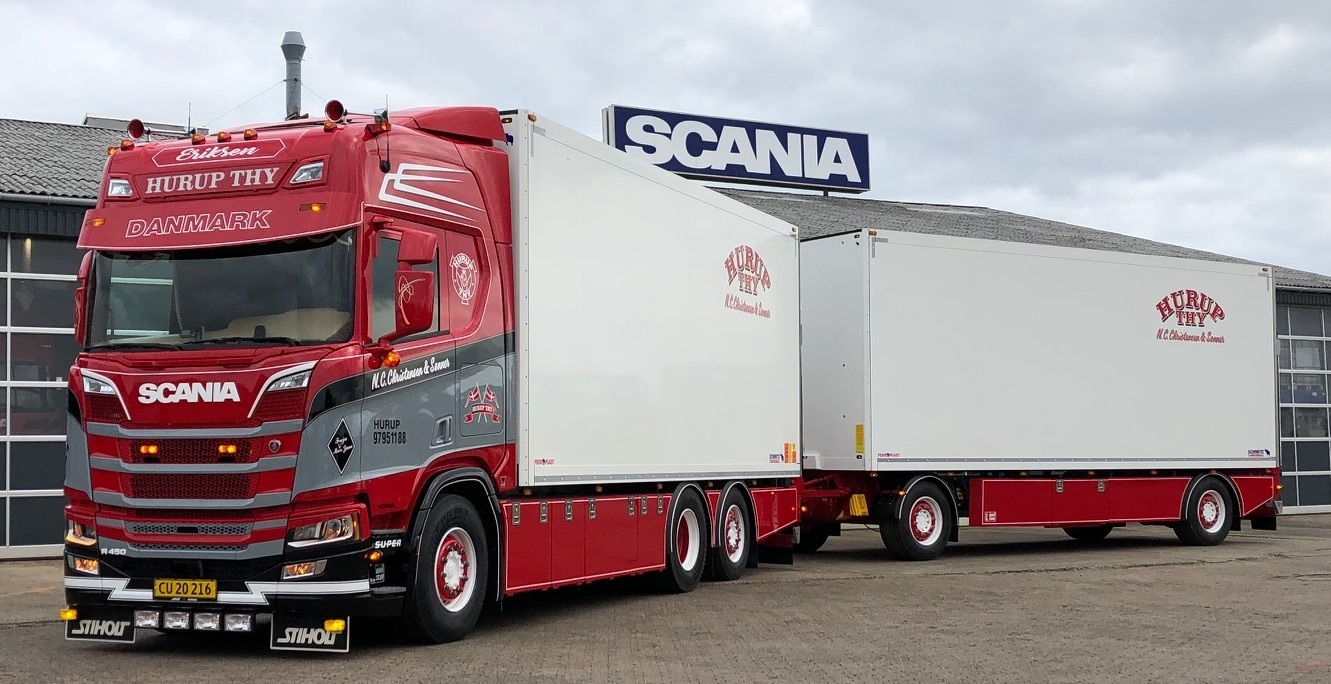Tekno Scania NGR Highline 6x2 motorwagen met 2-assige schamelaanhanger ...