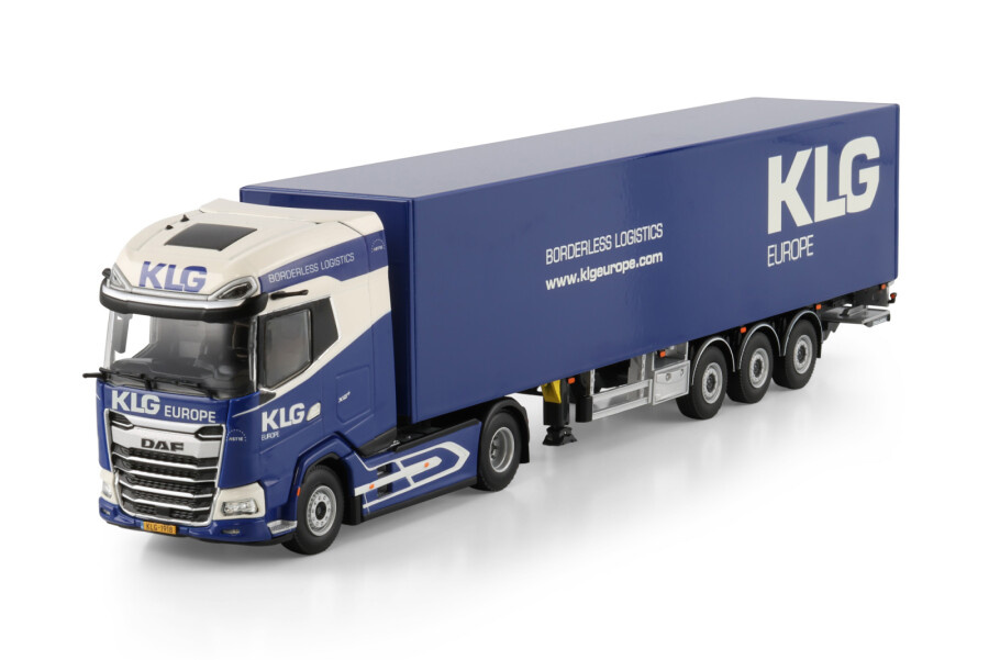 WSI DAF XG+ MY25 4x2 with 3-axle box trailer KLG EUROPE - Miniatuurshop.com