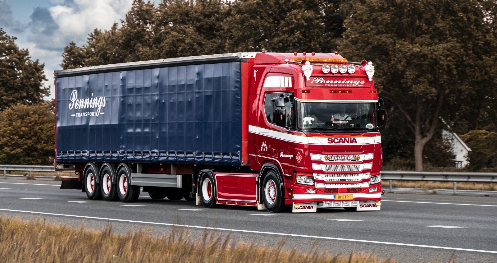 Tekno Scania NGR Highline 4x2 with 3-axle curtainside trailer PENNINGS ...