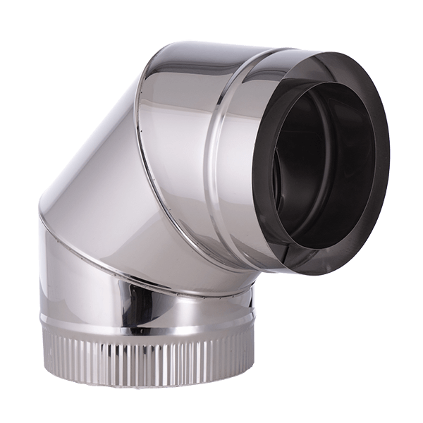 Dubbelwandige kachelpijp RVS ø150 90° bocht | Woodburner.nl