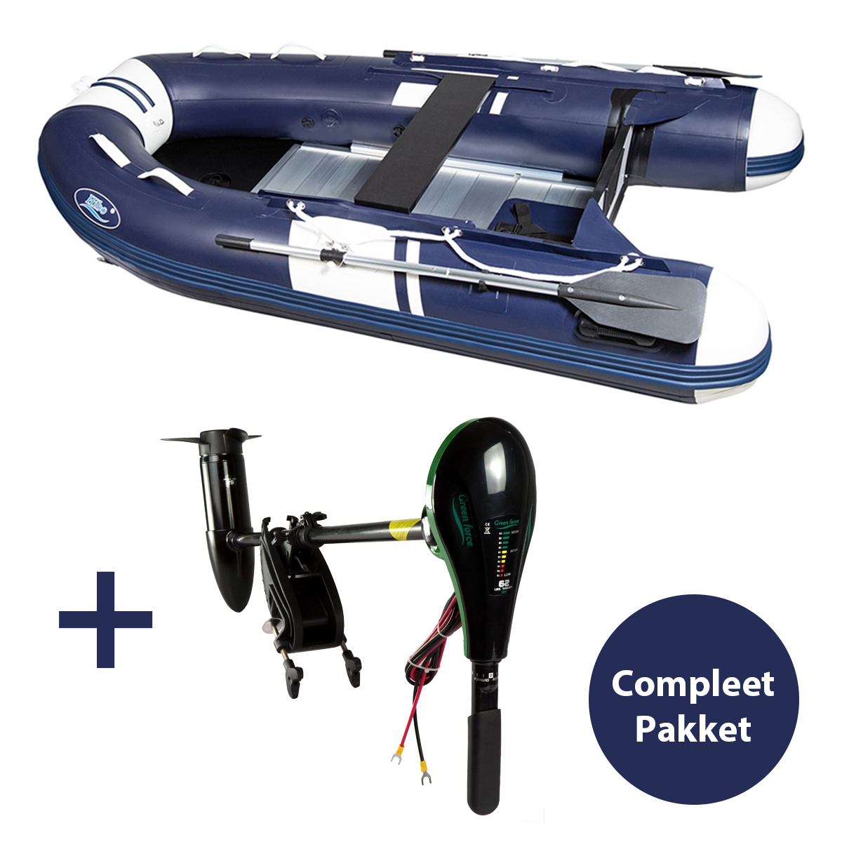 HIBO Rubberboot met motor Donkerblauw/Wit 3.00 + 62 lbs Elektromotor ...