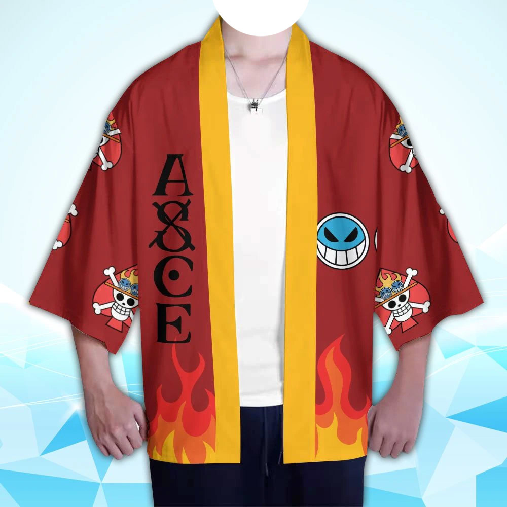 One Piece Portgas D Ace Haori Kimono Jacket Fire Fist Cosplay