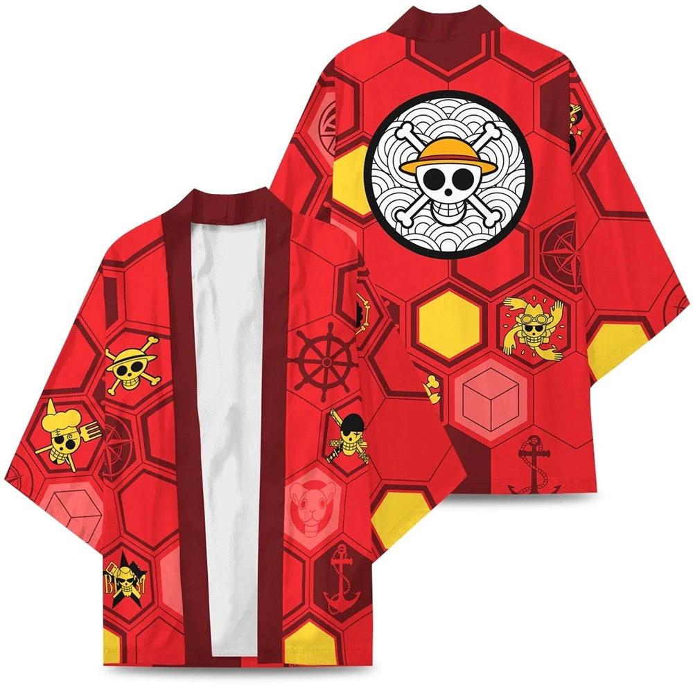 One Piece - Luffy Haori kimono Jacket - Strawhat Logo - Cosplay ...