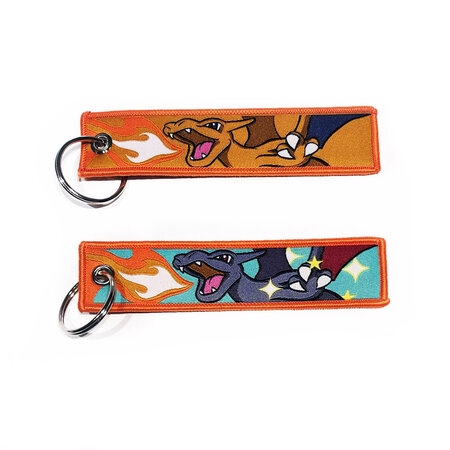 Pokemon Embroidered Keytag - Charizard Anime Double Sided Keychain ...