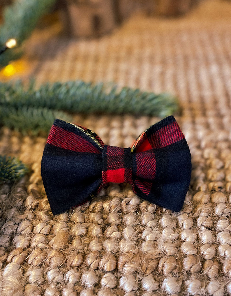 Strikje voor Honden rood met blauw flanel | Winter Plaid - Fritz & Hammy's
