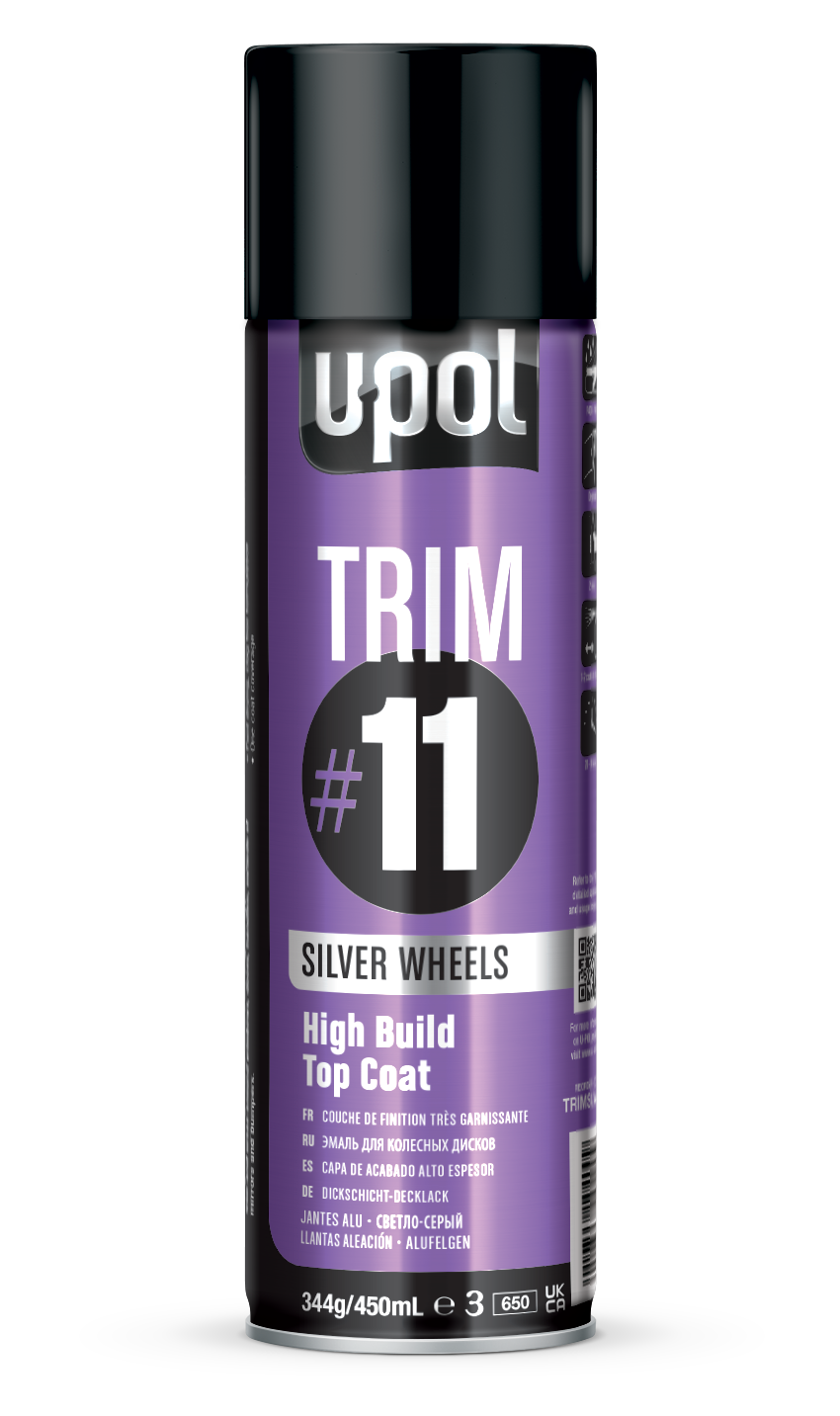 U_POL TRIM#11 Top Coat SILVER WHEELS spuitbus 450ml - Raptor Liner