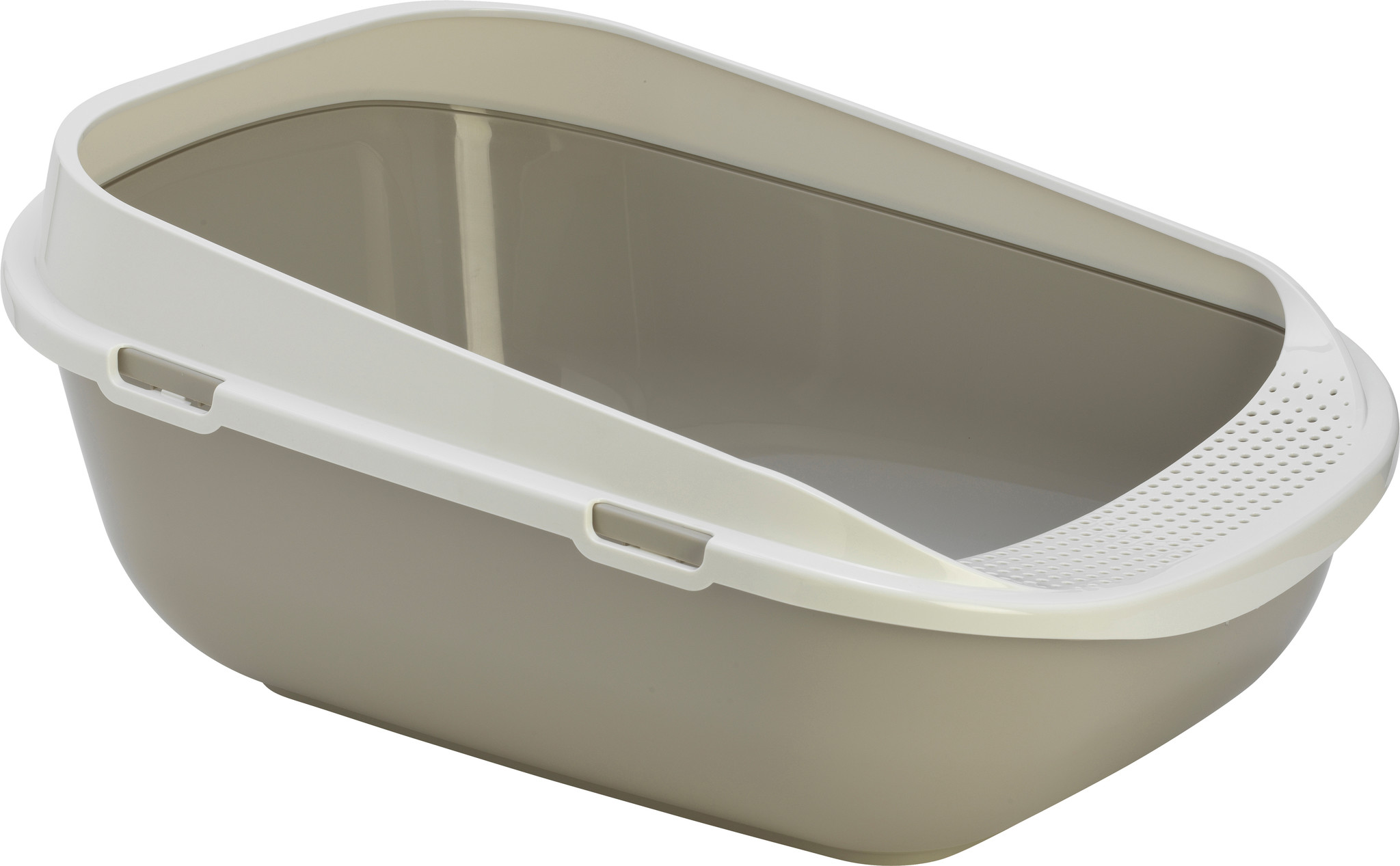 Moderna kattenbak met rand Mega step 64 cm, warmgrijs/wit. - Dierenspeciaalzaak Hereba