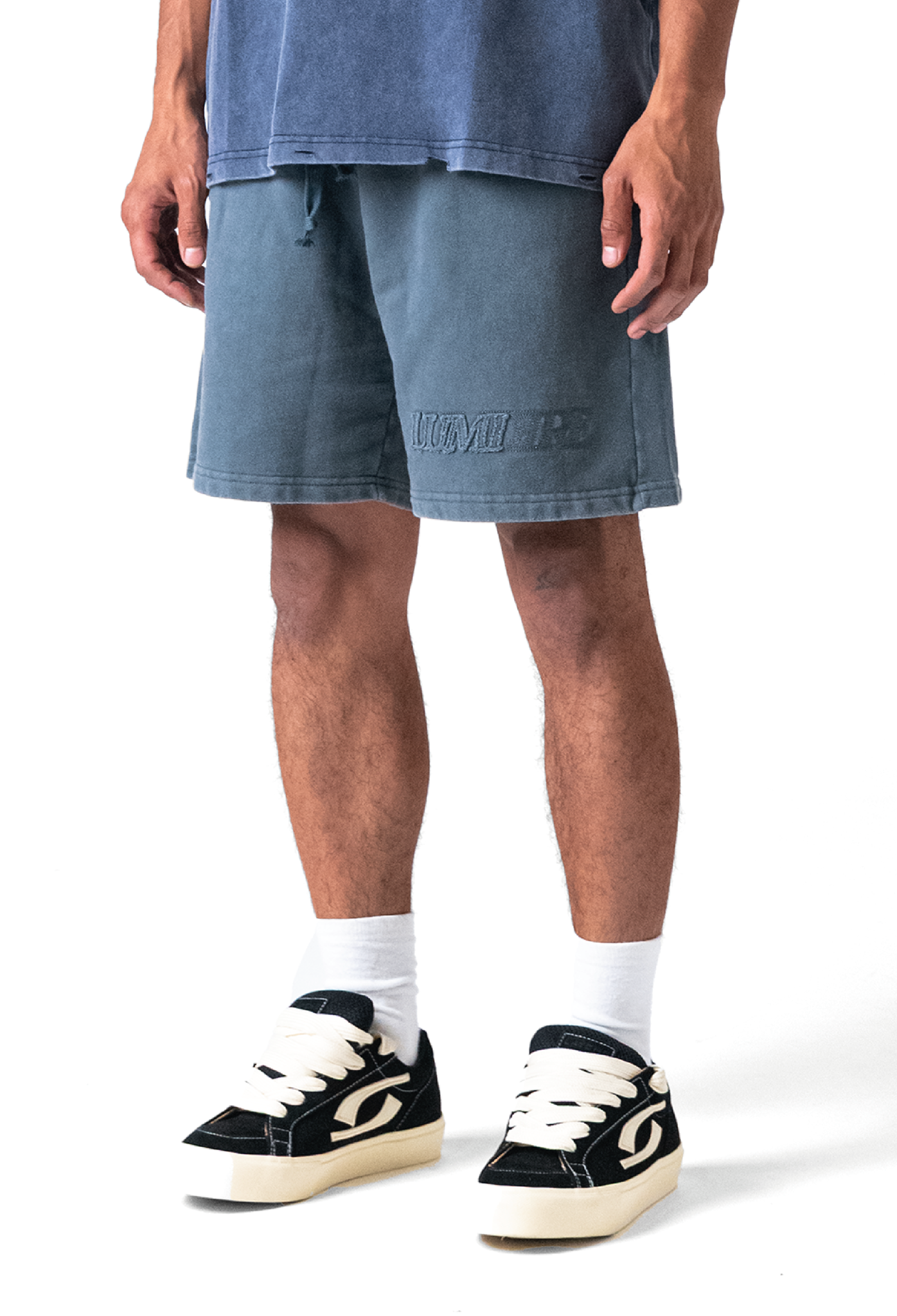 Fade Loop Logo Short Washed Blue - LUMI3RE