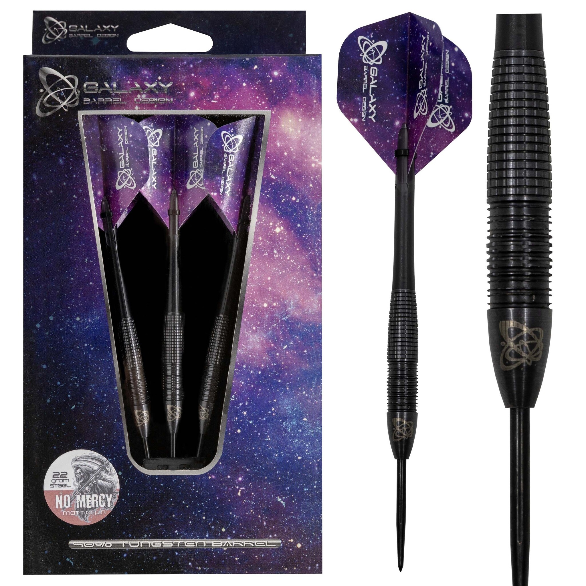 Galaxy Matt Arpin No Mercy Black 90% Steel Tip Darts - Dartshopper.co.uk