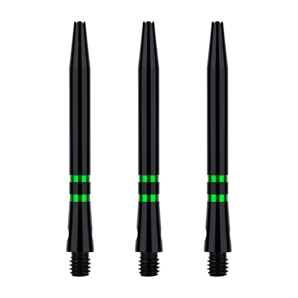ONE80 TC Alu Shaft Black Green Dart Shafts - Dartshopper.co.uk