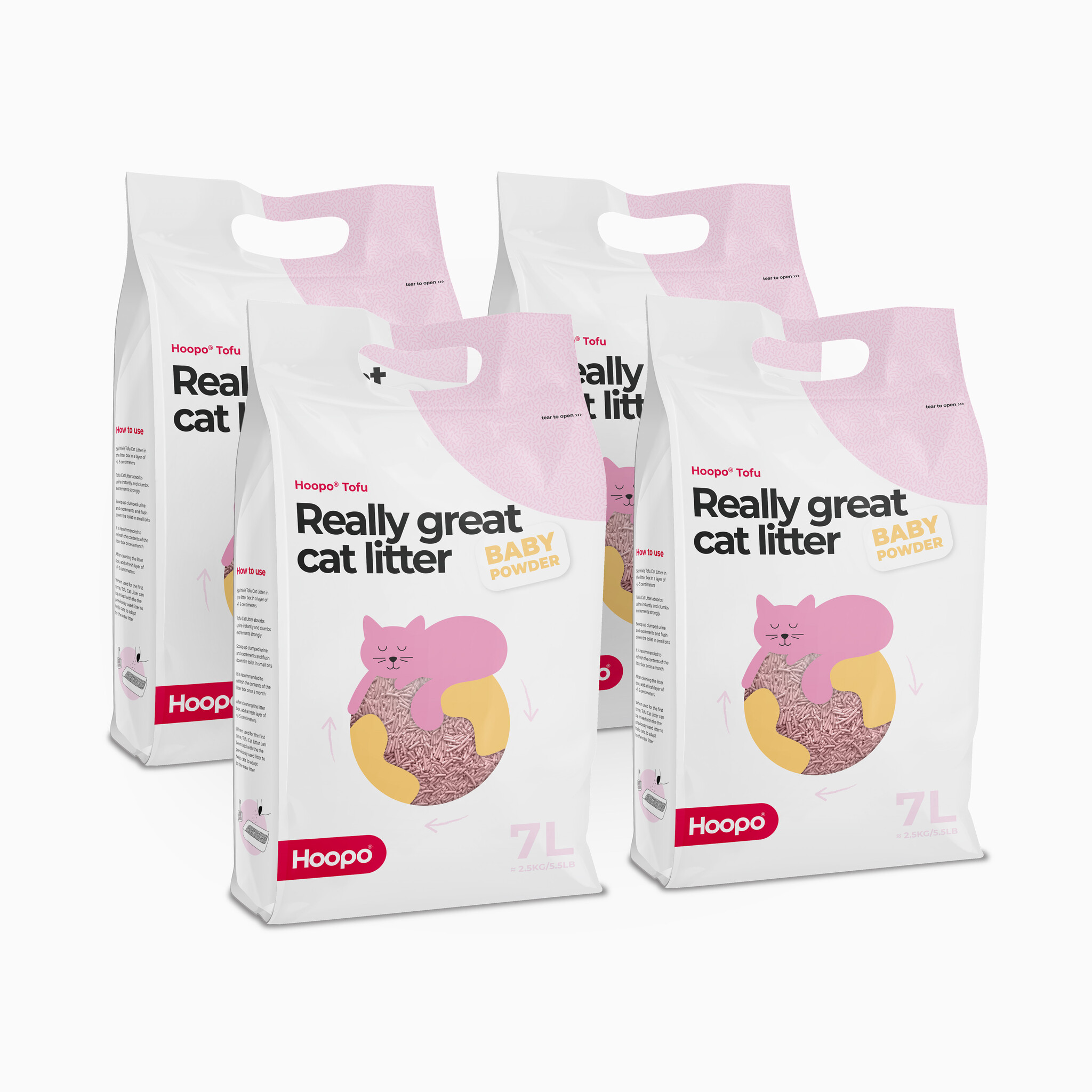 Tofu Baby powder Cat Litter 4x 7L - Hoopo®