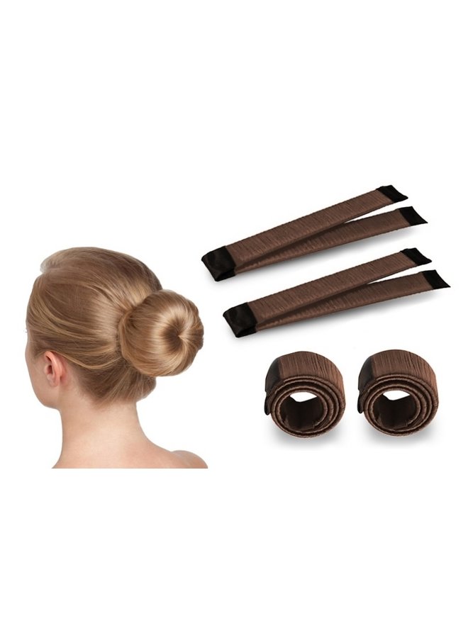 Magic Bun Maker | Set - 2 stuks + Haarelastiek | Bruin - Fashion Favorite