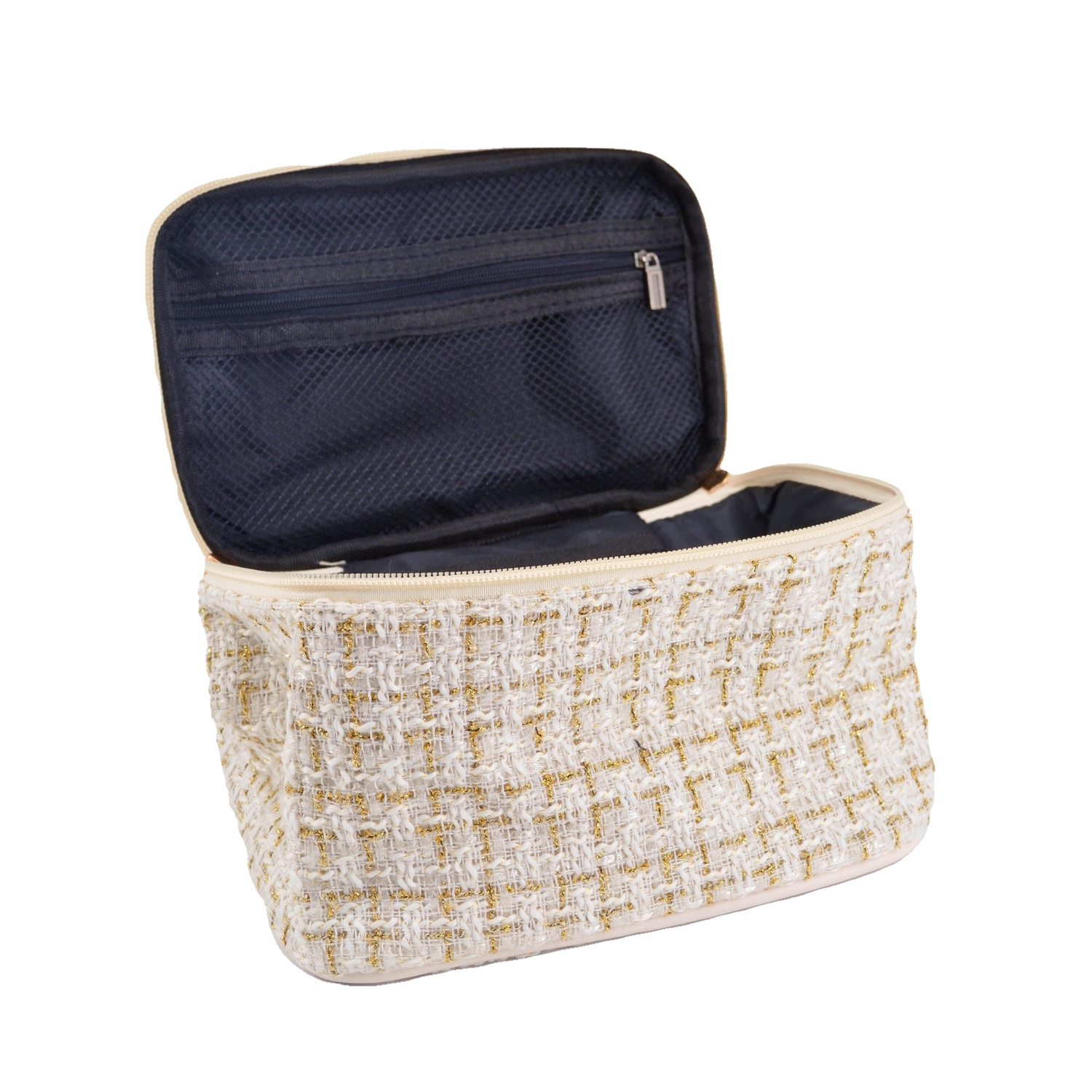 Toilettas / Make-up tas Tweed | Beige | Fashion Favorite - Fashion Favorite