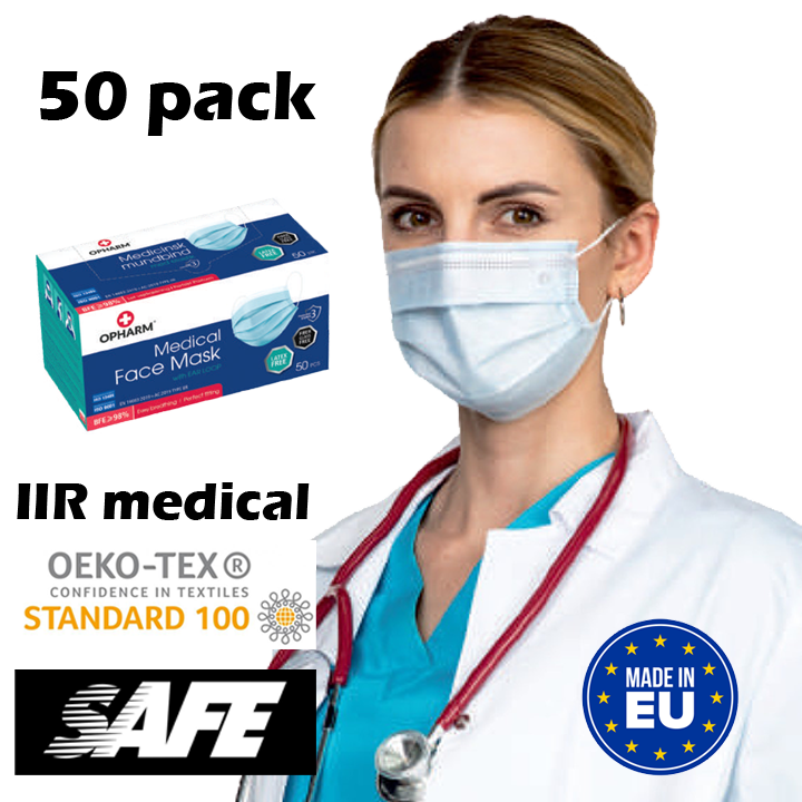 50 pieces of blue IIR Medical face masks produced in Europe - Face ...