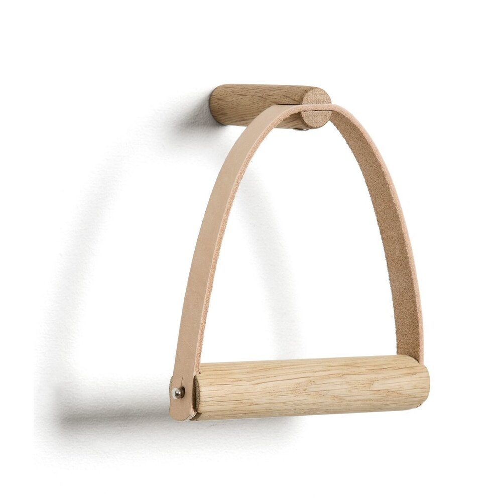Toiletpaperholder from oak and Leather - Danish Design - blikfang