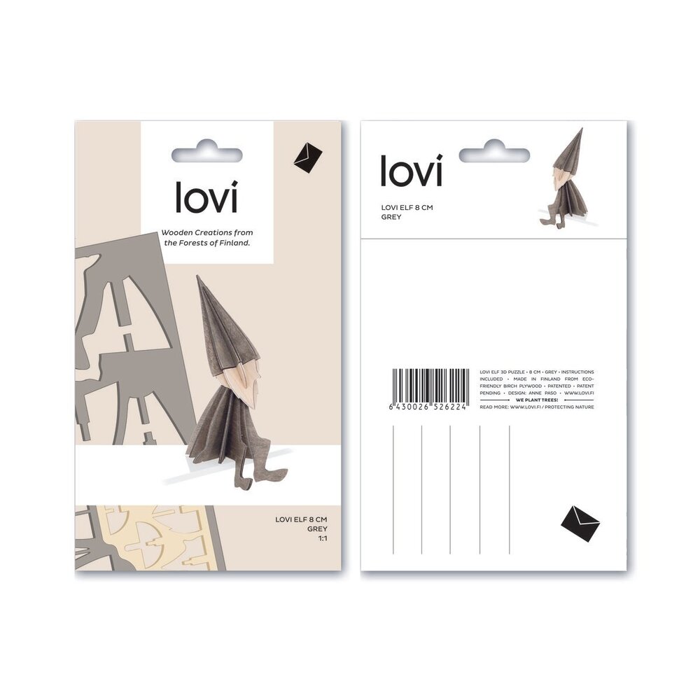Lovi Elf birch wood grey DIY package - 3 sizes - blikfang