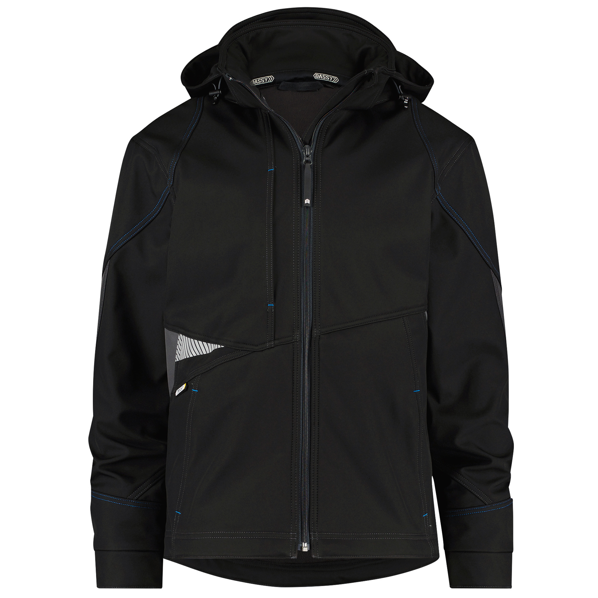 DASSY Gravity D-FX Softshell Werkjas Zwart/Grijs - Bedrijfskledingonline.nl