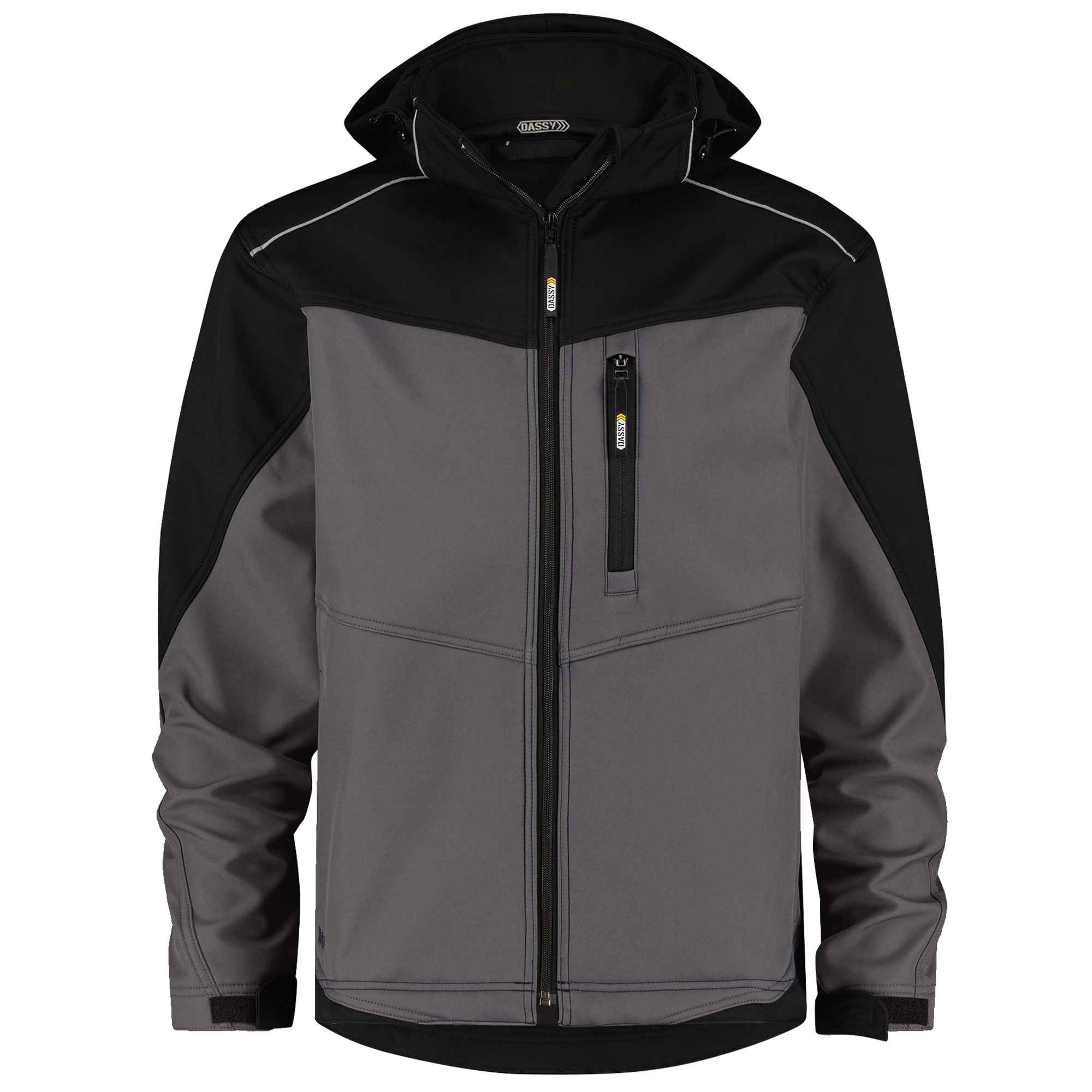 DASSY Jakarta Softshell Werkjas Grijs/Zwart - Bedrijfskledingonline.nl