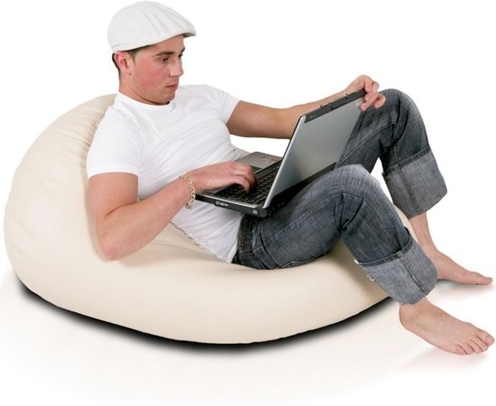 Zitzak 110cm beige kunstleer - Vikingchoice.nl