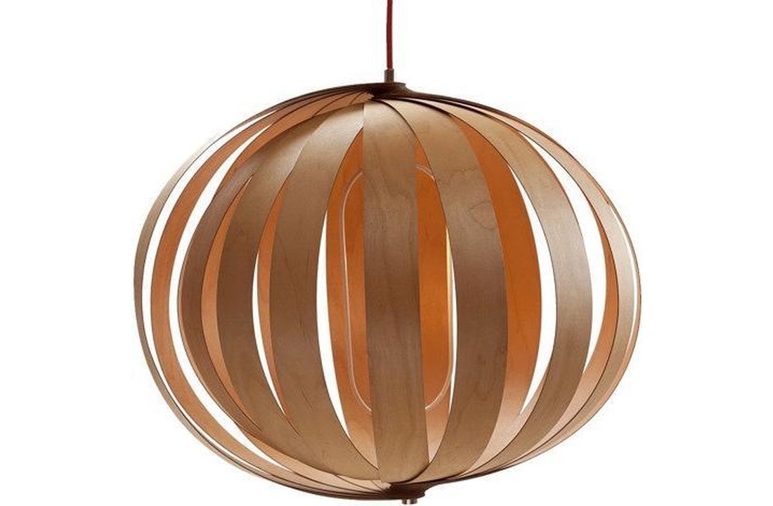 Houten hanglamp designer hout kleur max 28 cm lang - Vikingchoice.nl