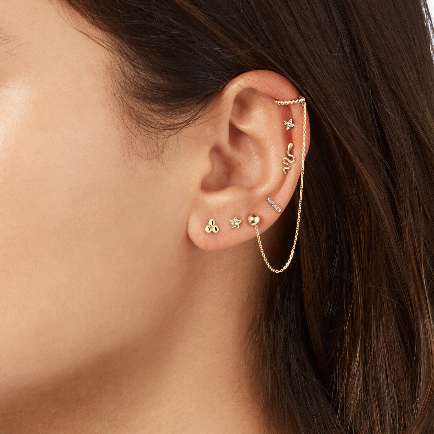 Dreifach Ball Piercing 14 Karat Gold Jackie Gold