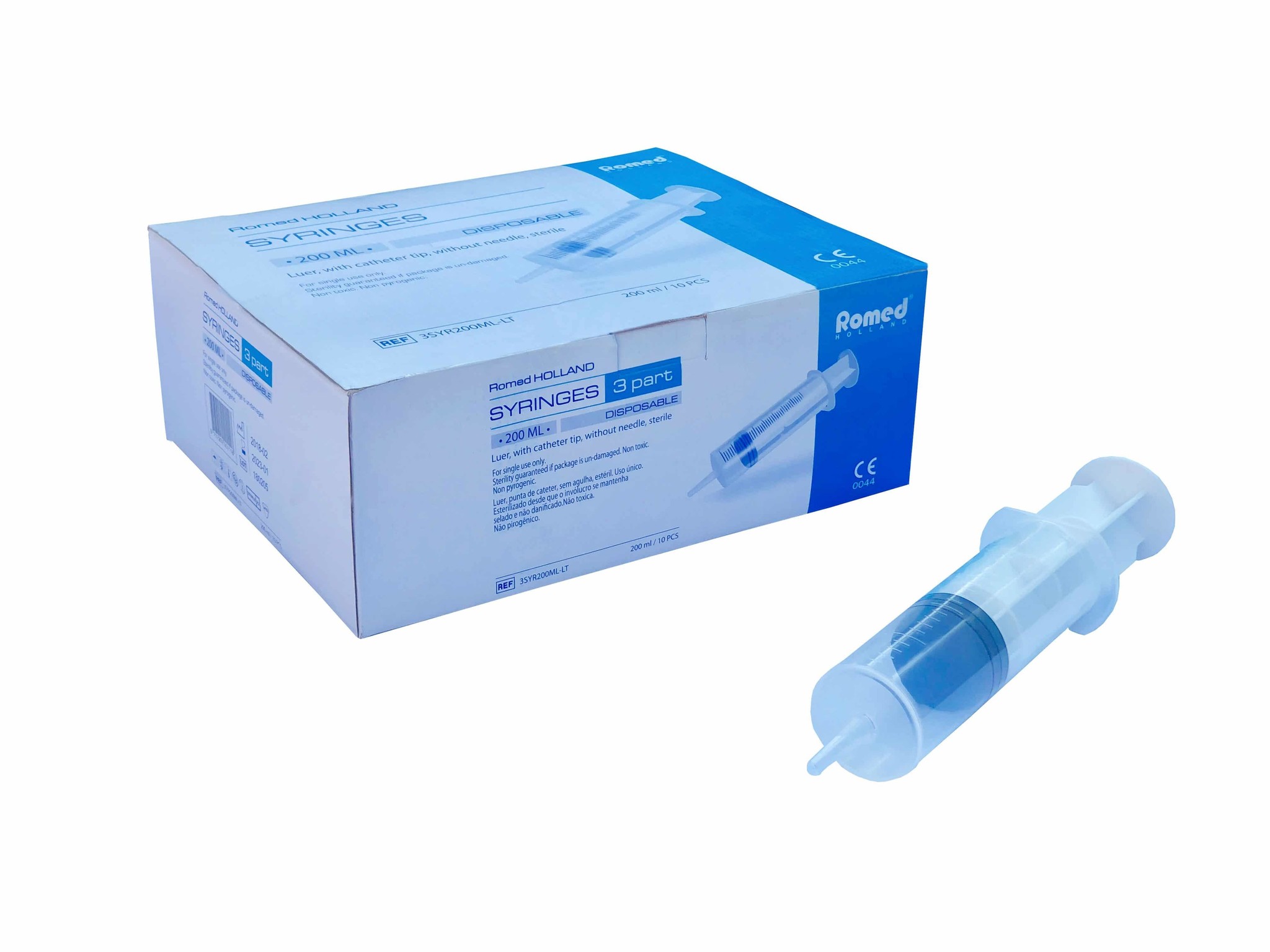 Romed 3-part syringes sterile with catheter tip 200ML 10 pieces - Degros