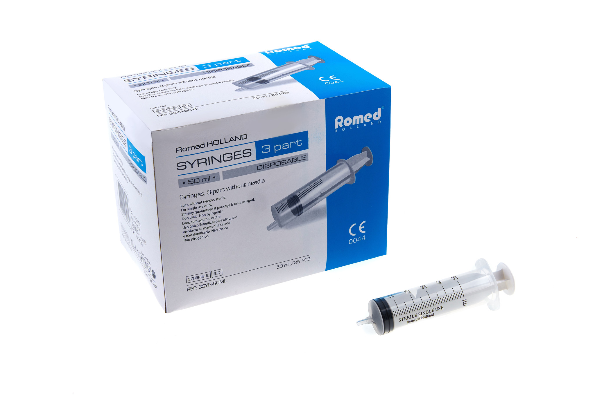 Romed 3-piece syringes 50ml luer slip 25 pcs - Degros