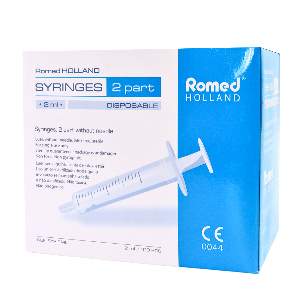 Romed 2-piece syringes 2ml luer slip 100 pcs - Degros