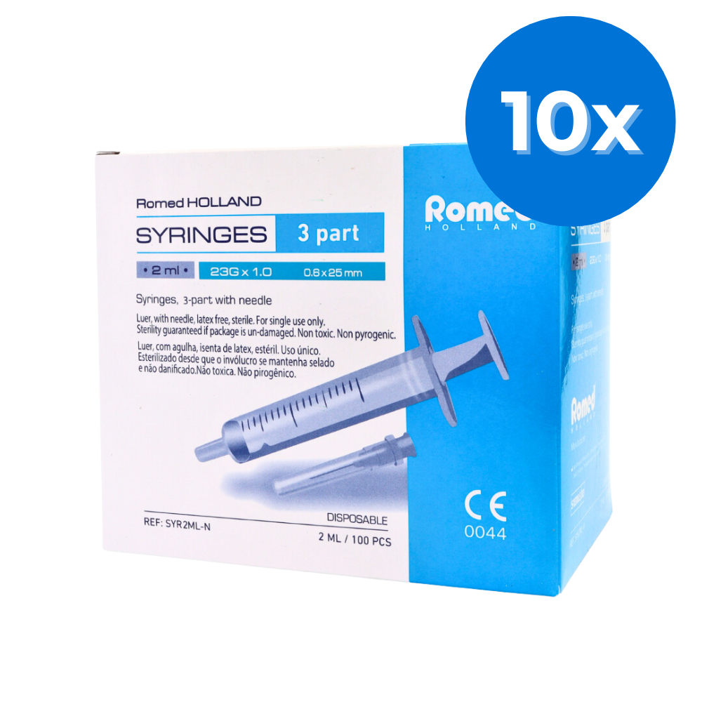 Romed 2 ml injectiespuiten met naald 1000 stuks - Set van 10 doosjes ...