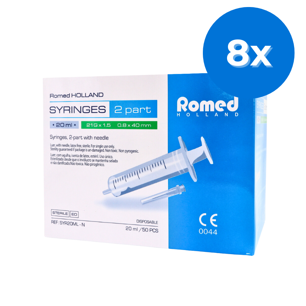 Romed Romed 20ml injectiespuiten met naald 400 stuks - Set van 8 ...