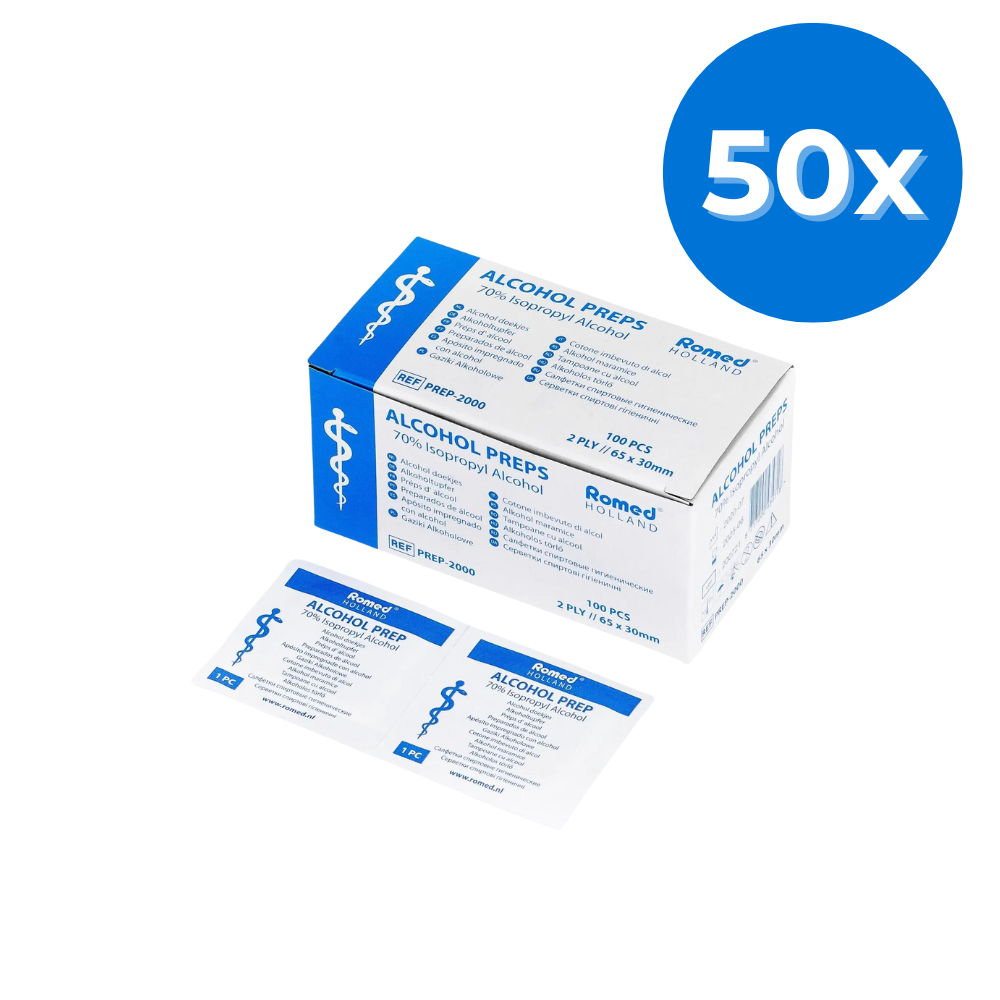 Alcoholdoekjes desinfecterend 5000 stuks (steriel verpakt) - Set van 50 ...
