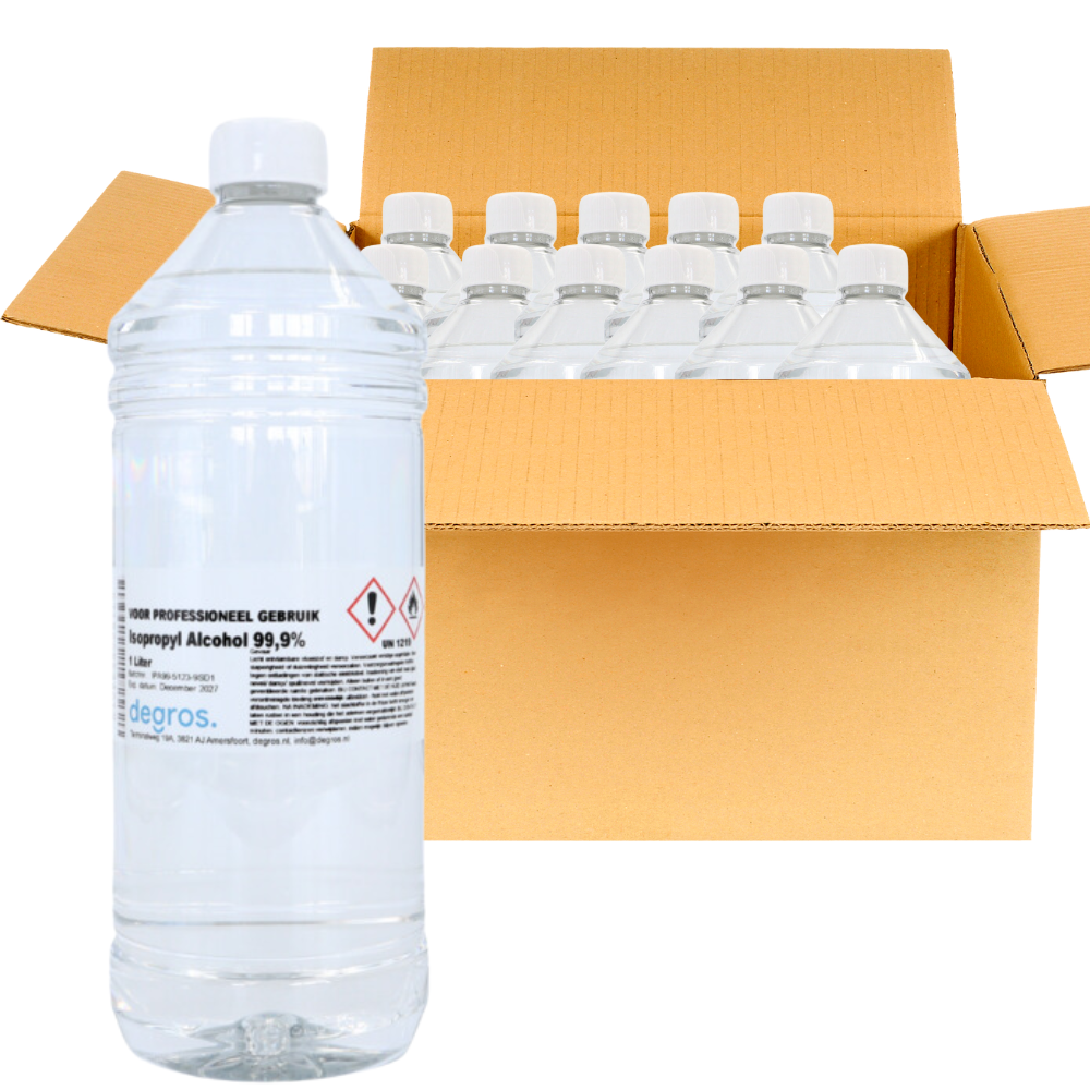 Degros Isopropanol Alcohol 99,9 procent 1 liter - Doos van 12 flessen ...