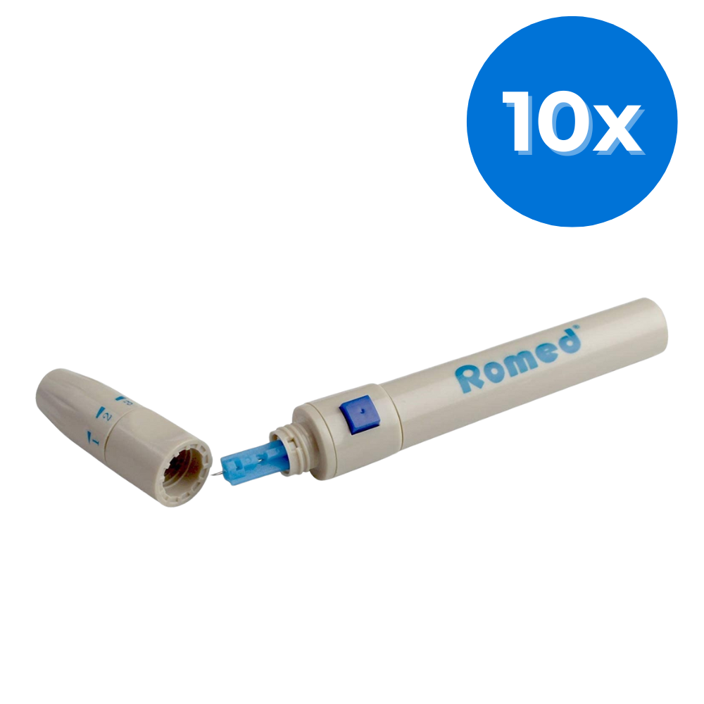 Romed Romed pen voor bloedlancetten / prikpen - Set van 10 doosjes - Degros