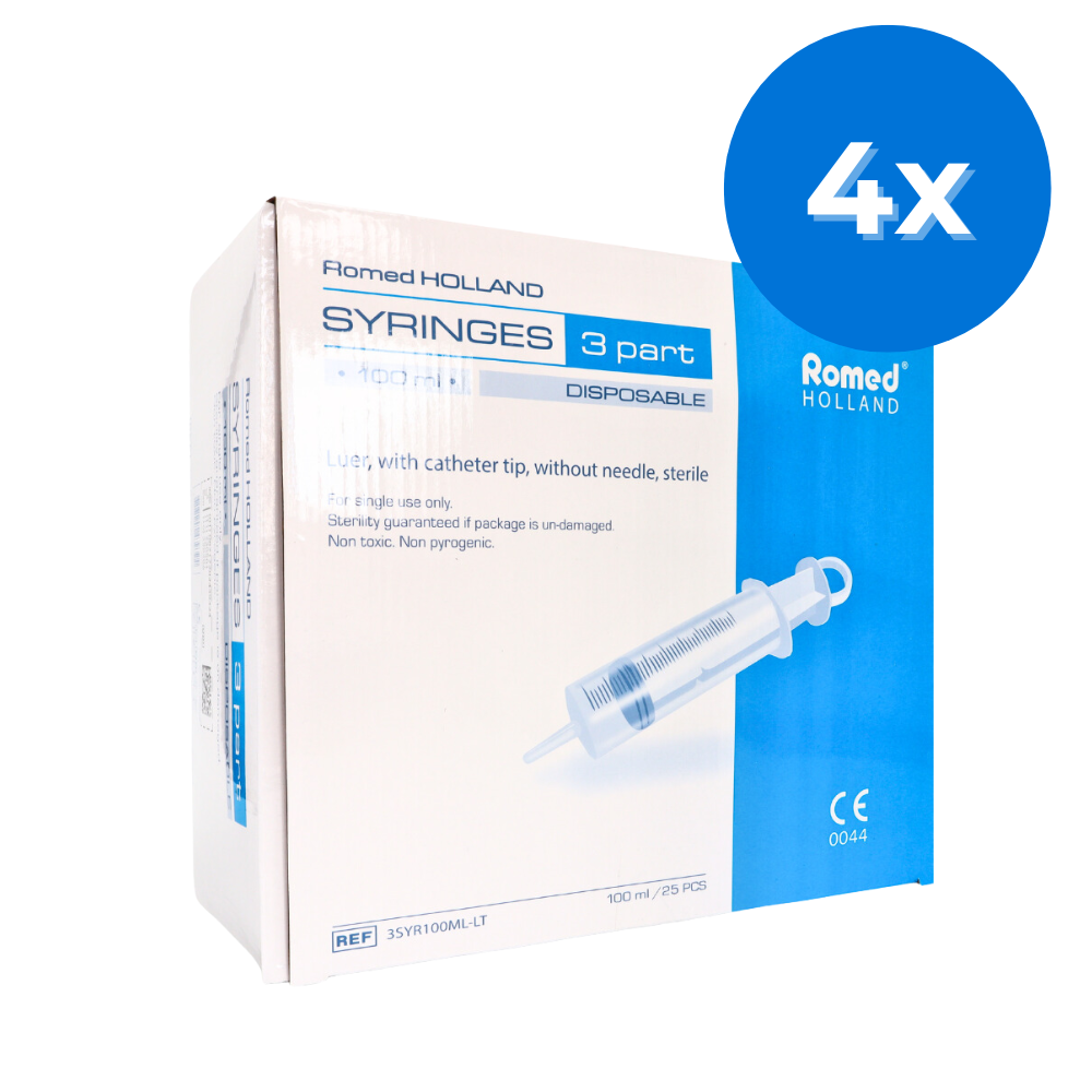 Romed 3-delige injectiespuiten 100ml 100 stuks - Set van 4 doosjes - Degros
