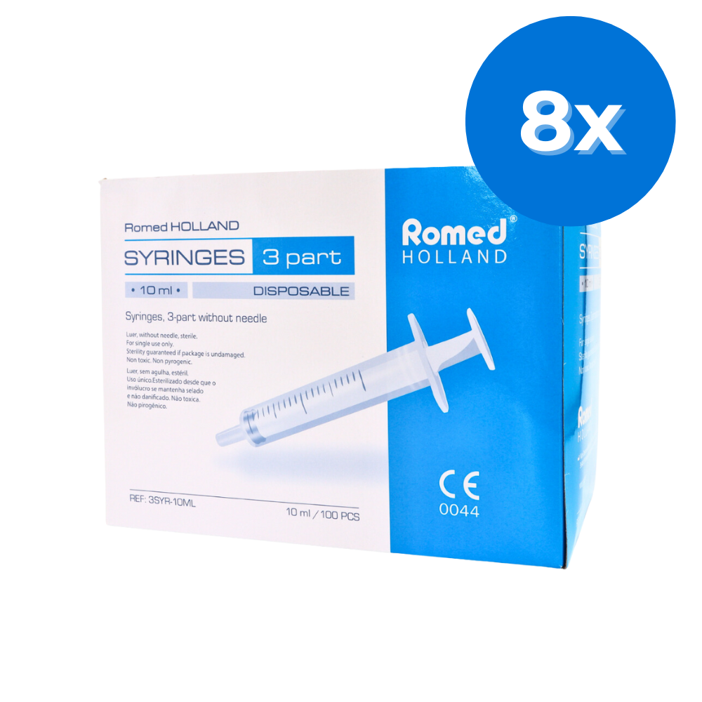 Romed 3-delige injectiespuiten 10ml luer slip 800 stuks - Set van 8 ...
