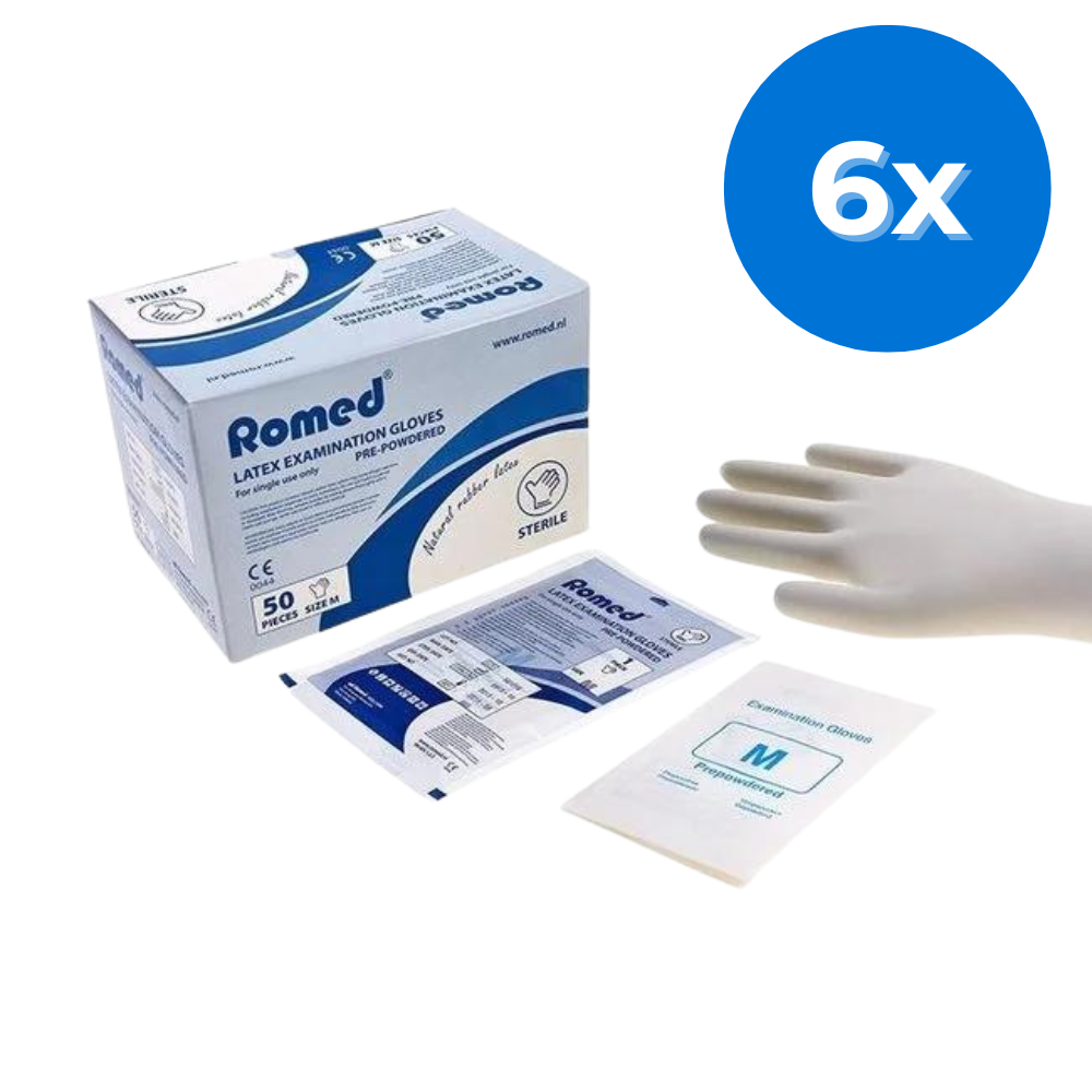Romed Romed 300 paar latex handschoenen steriel - Set van 6 doosjes ...