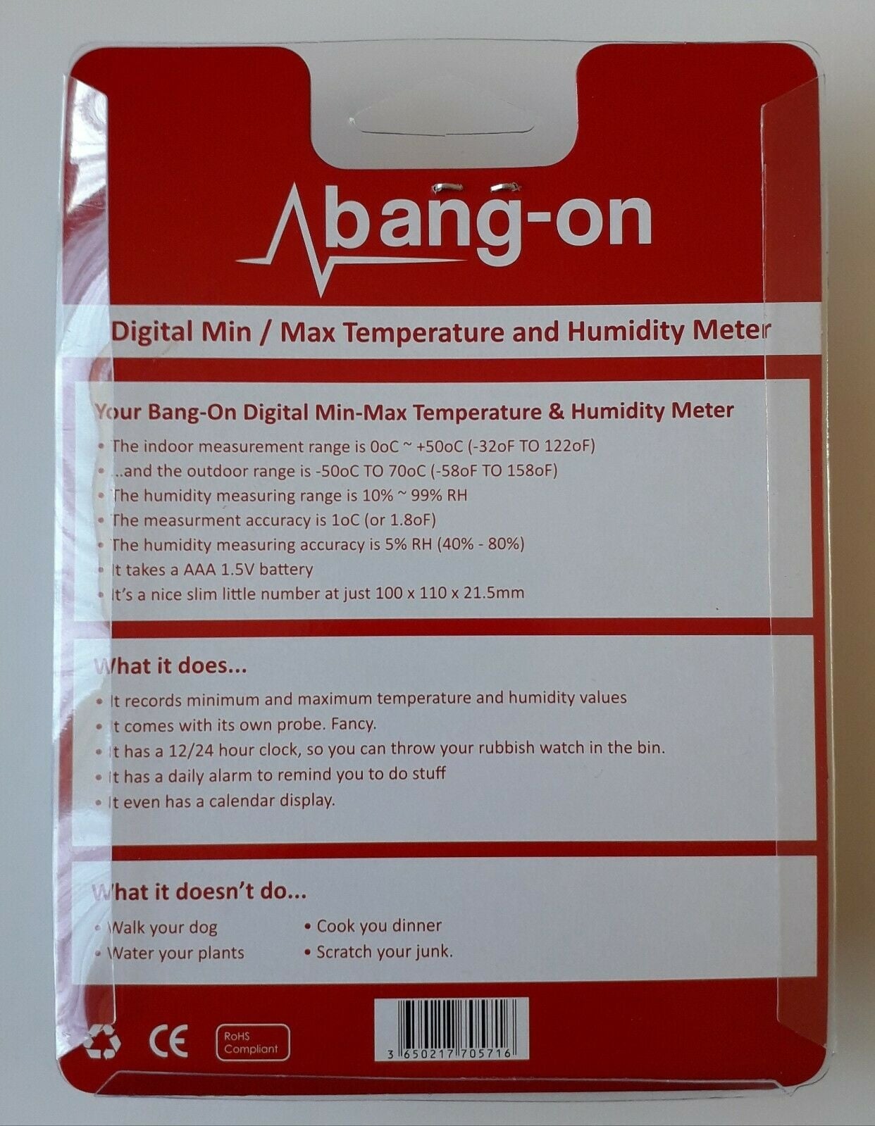 Digital Temperature & Humidity Meter | Min-Max - Slims Place