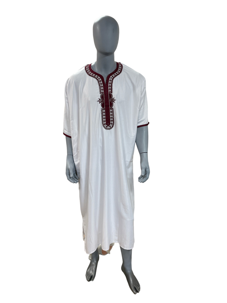 Deluxe Marokkaanse Khamis / Qamis - Wit Bordeaux - Islamitische ...