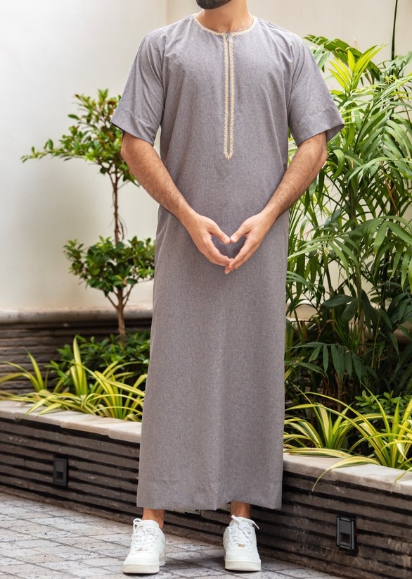 Maroccan Gandoura Kandora Style - Grey - Islamitische Boekhandel Refah
