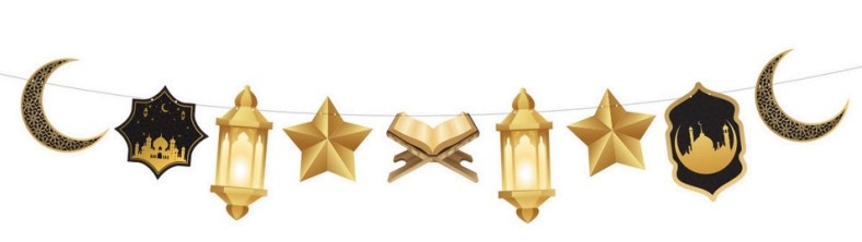 Ramadan Slinger Halve Maan, Ster & Lantaarn - Zwart met Goud ...