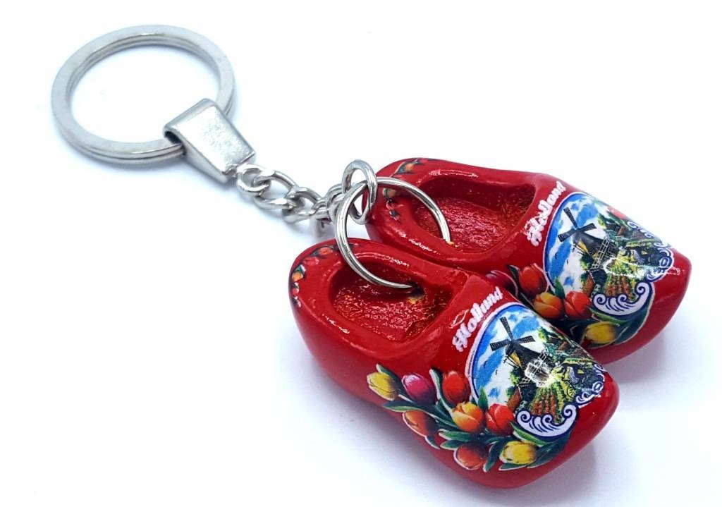 Woodenshoe keyhanger 2 shoes Red
