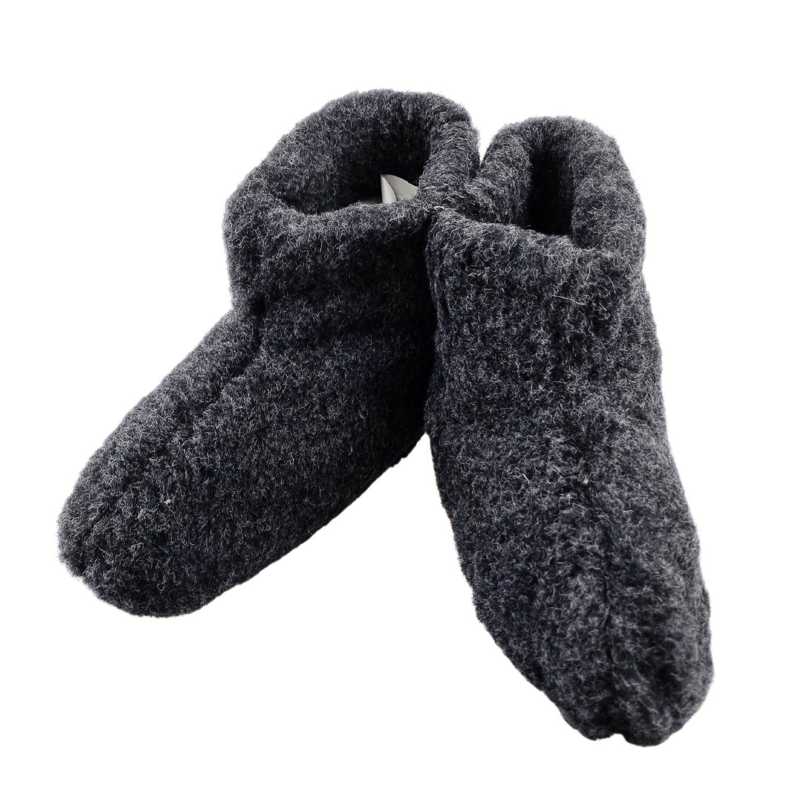 Wollen sloffen | hoog model | antraciet