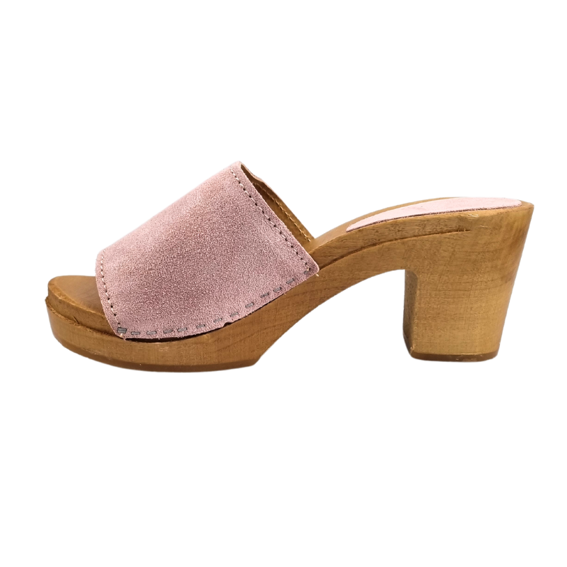 Heels - pastel pink - suede leather - open toe