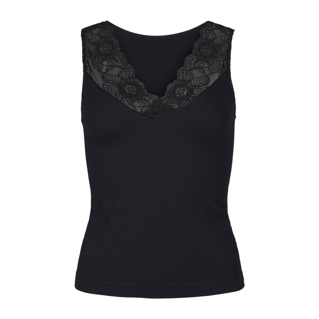 Tim & Simonsen Belen V-Lace Top - Black - Color Club Breda