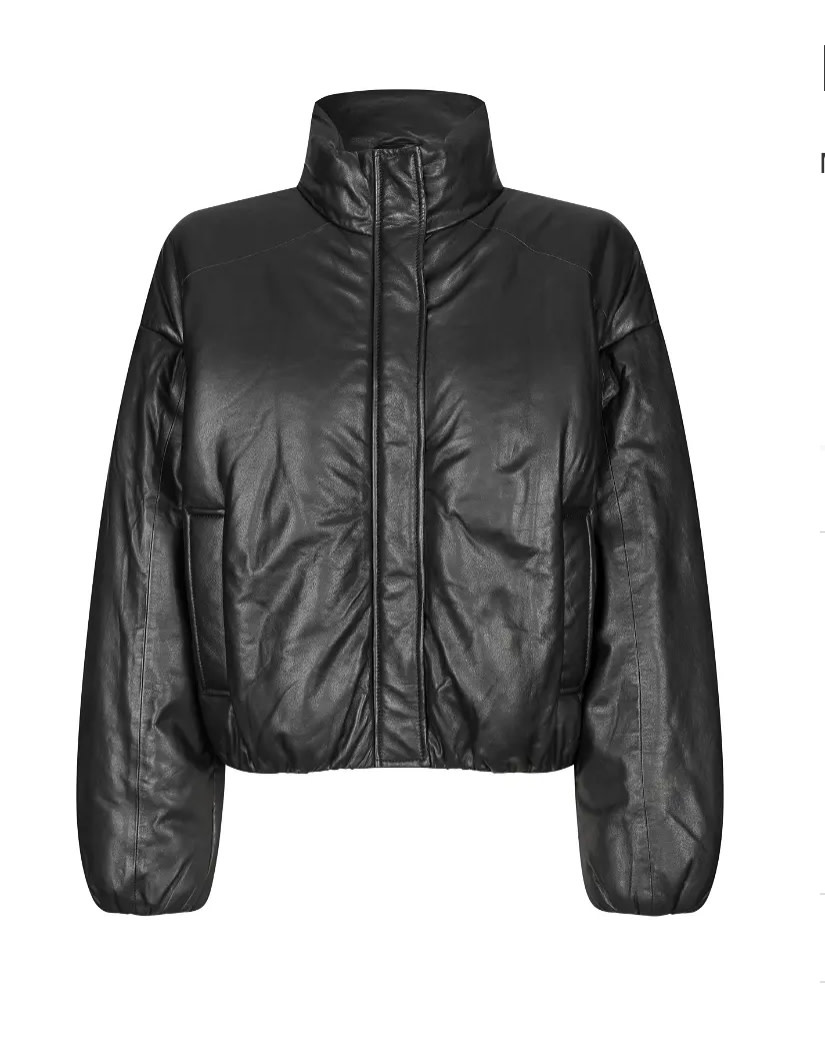 Second Female Harlow leather Bomber Jacket black