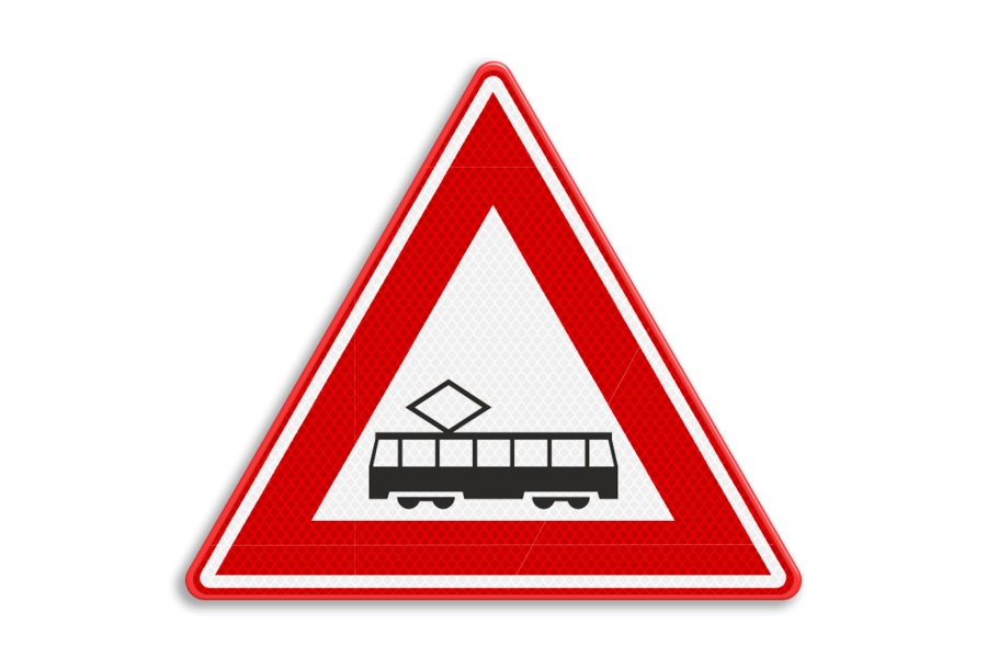 Traffic sign RVV J14 tram crossing ahead | Buy online! - Traffic Safety ...