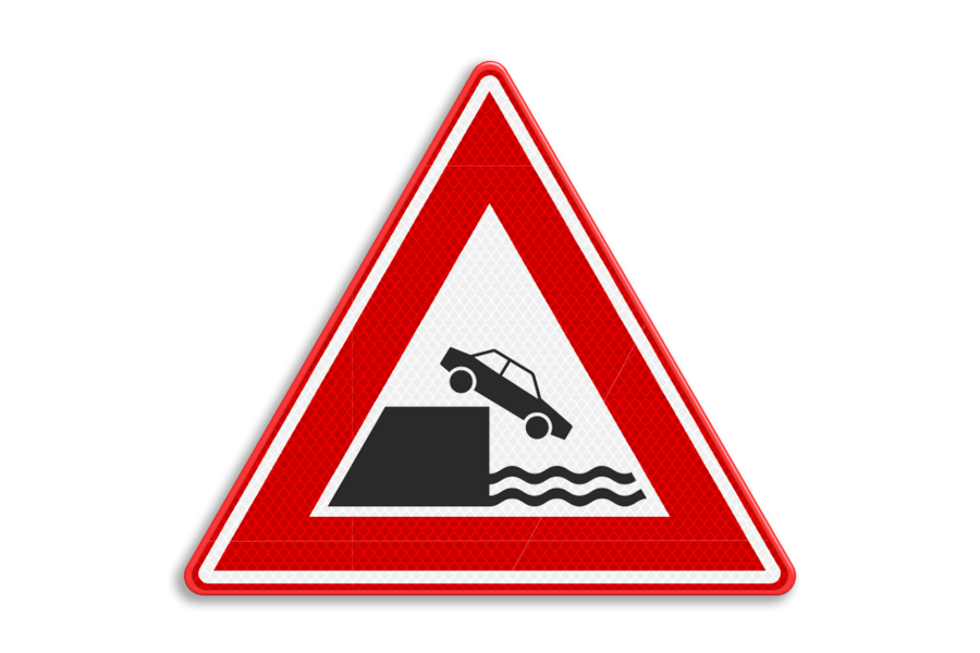 Traffic sign RVV J26 Warning for riverbank | Buy online! - Traffic ...