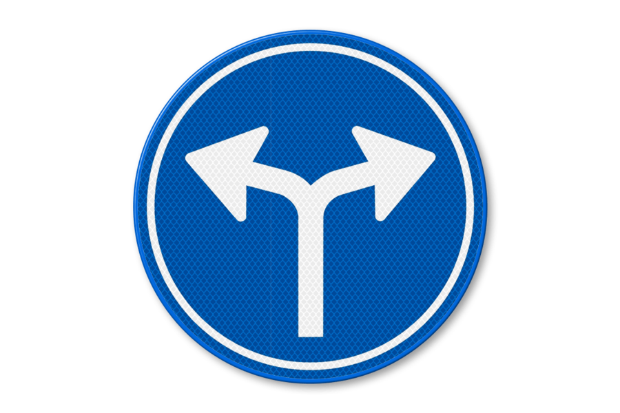 Traffic sign RVV D07 - Turning left or right mandatory - Traffic Safety ...