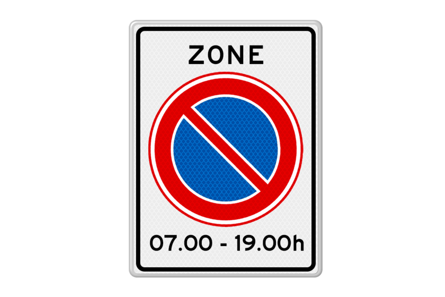 Verkeersbord RVV E01zbt Parkeerverbod zone voor bepaalde tijd - Traffic ...